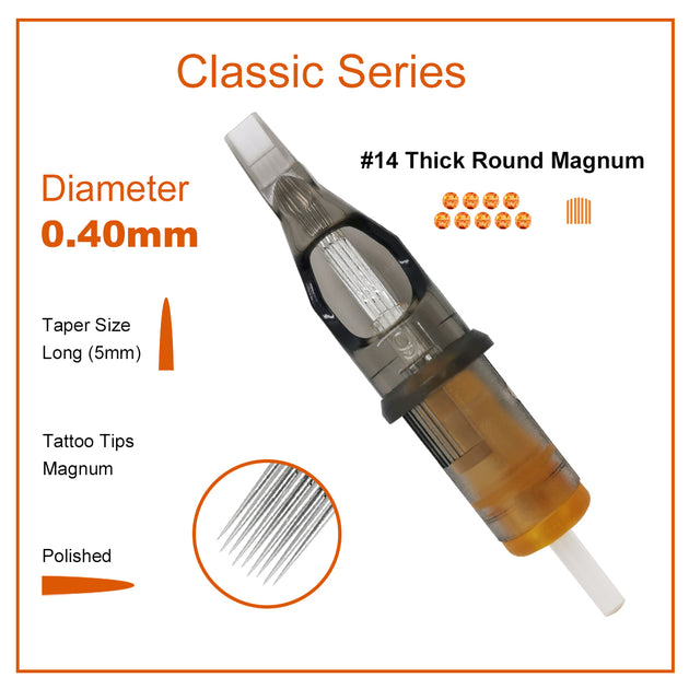Needlewalk Classic Series Tattoo Needles Cartridges #14 0.40mm Thick R ...